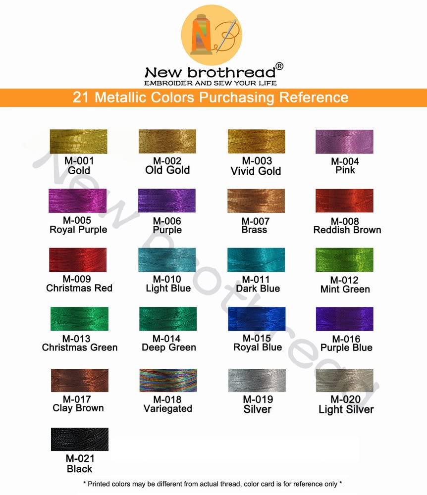 New brothread 21 Assorted Colors Metallic Embroidery Machine Thread Ki ...