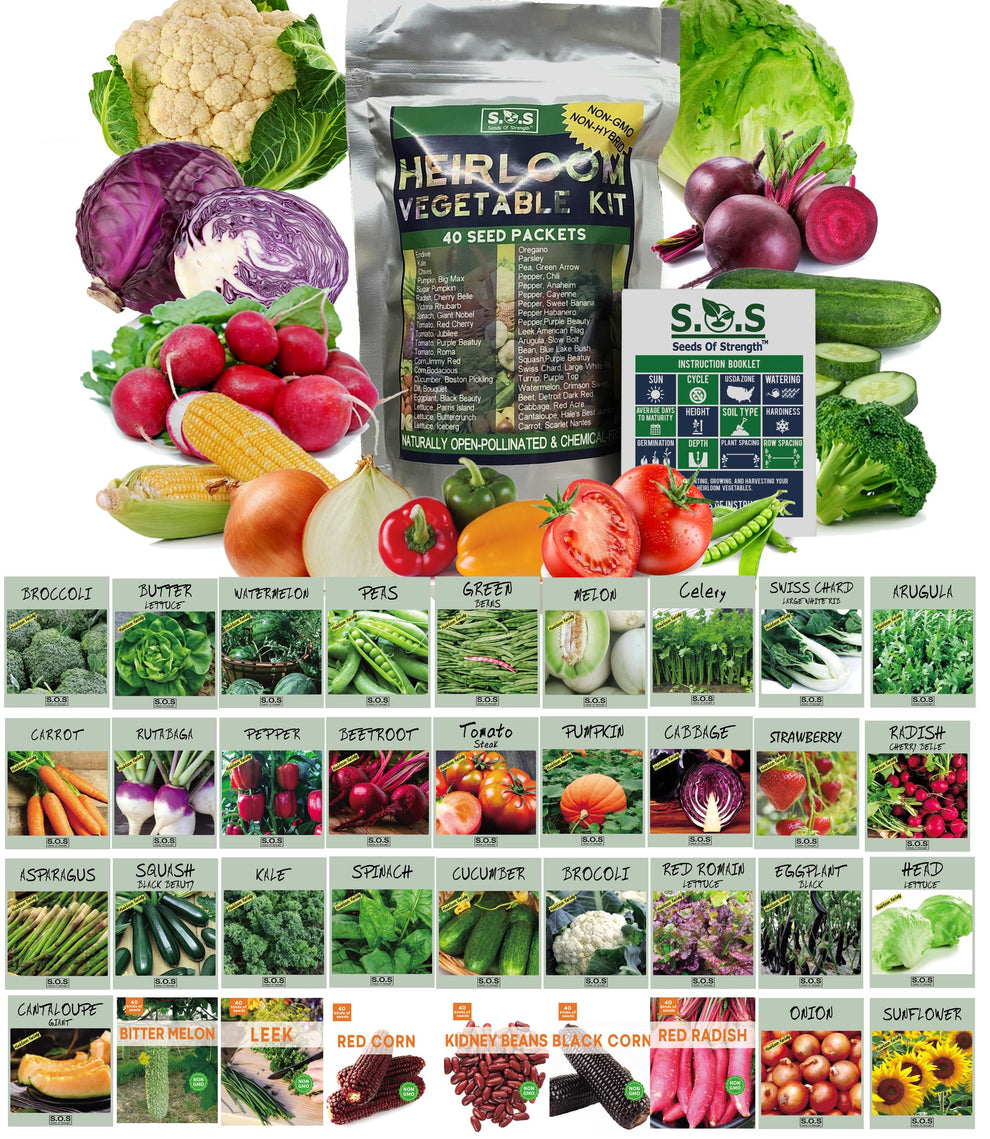 Starter Seed Kit: 15,000+ Seeds, 40 Heirloom Fruit & Vegetable Varieti ...