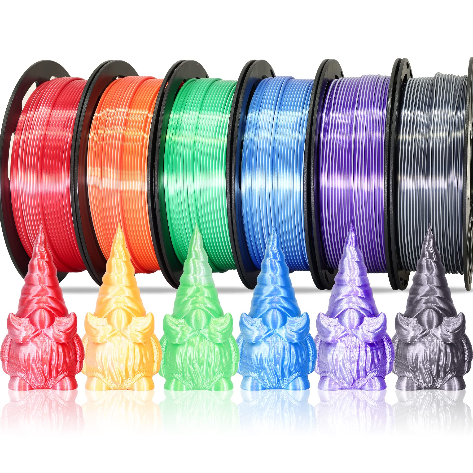 Dual Color 1.75mm 3D Printer Filament Bundle, Silk PLA 6 Spools Pack ...